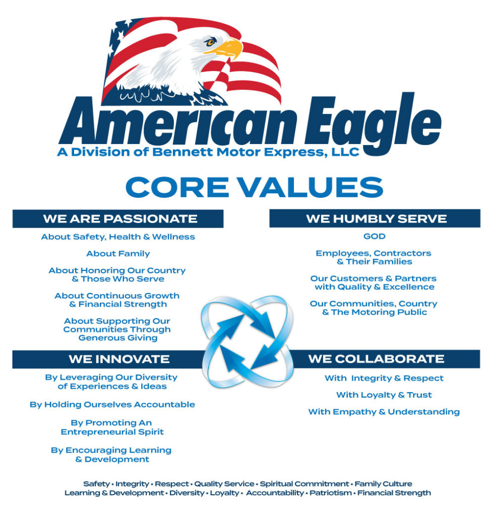 Mission, Core Values | American Eagle, a Division of Bennett Motor Express, LLC
